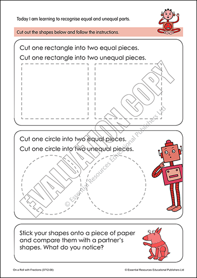 Equal And Unequal Parts Worksheets کاربرگ Learning About Equal